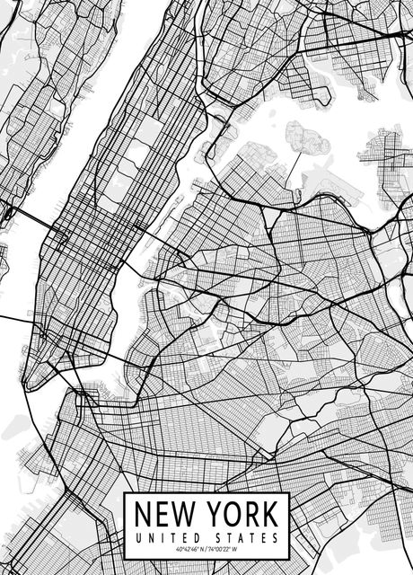 'New York City Map Light' Poster by deMAP Studio | Displate