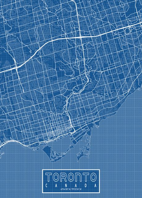 'Toronto City Map Blueprint' Poster by deMAP Studio | Displate