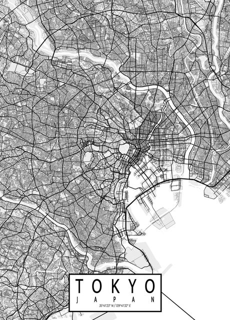 'Tokyo City Map Light' Poster by deMAP Studio | Displate