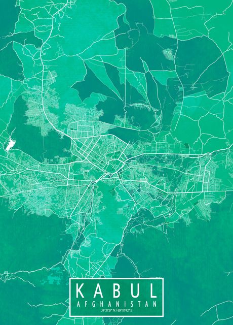 'Kabul City Map Watercolor' Poster by deMAP Studio | Displate