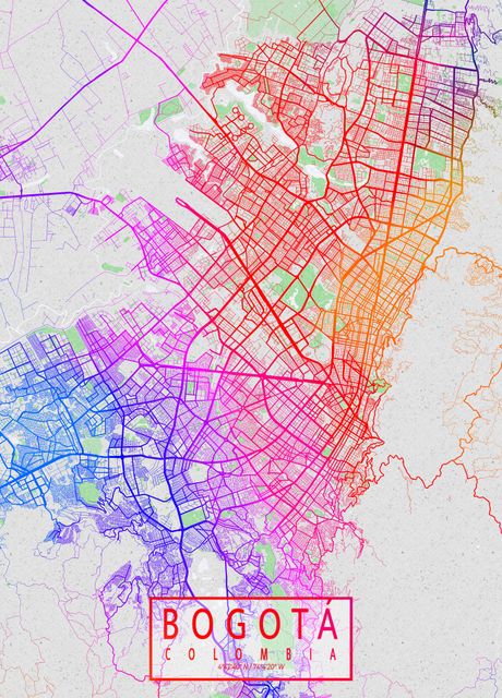 'Bogota City Map Colorful' Poster by deMAP Studio | Displate