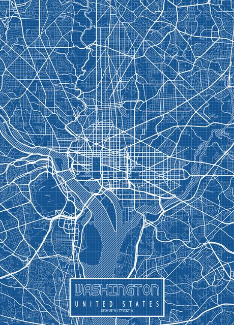 'Washington DC Blueprint' Poster by deMAP Studio | Displate