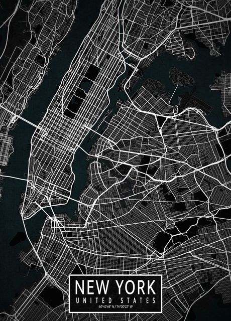 'New York City Map Dark' Poster by deMAP Studio | Displate