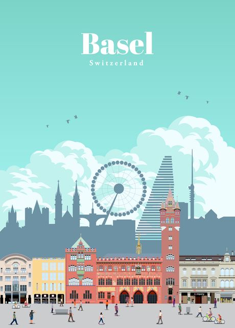 'Travel to Basel' Poster by Studio 324 | Displate