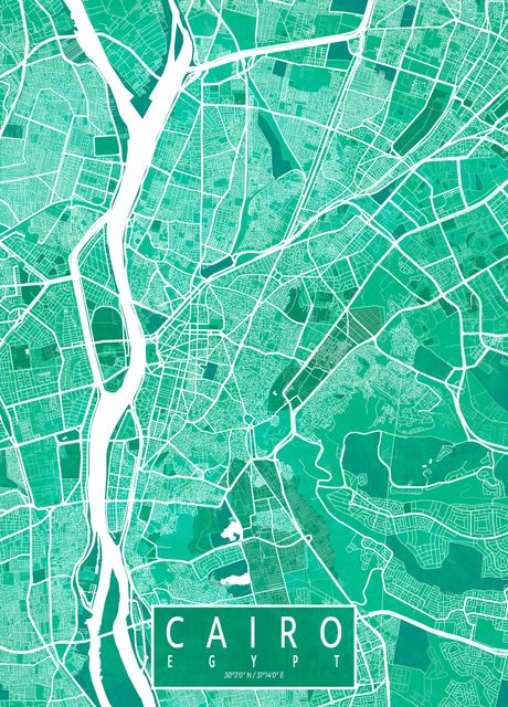 'Cairo City Map Watercolor' Poster by deMAP Studio | Displate