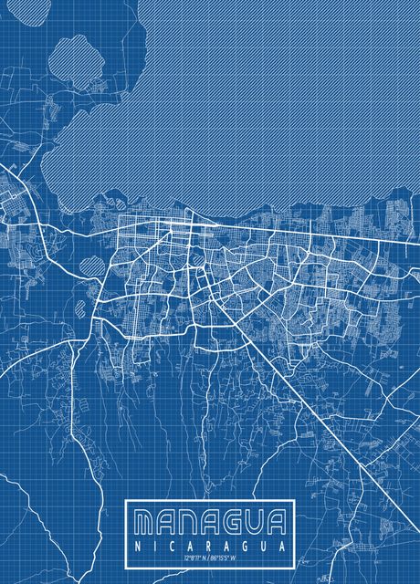 'Managua City Map Blueprint' Poster by deMAP Studio | Displate
