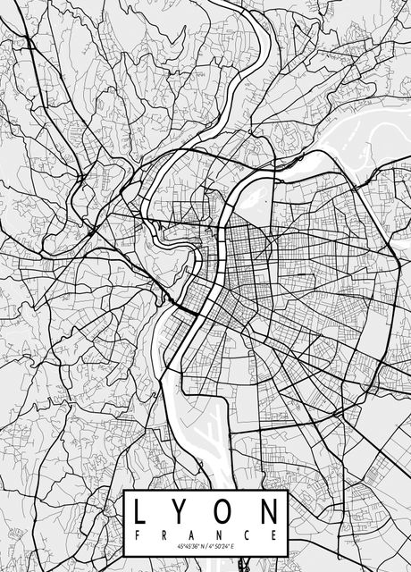 'Lyon City Map Light' Poster by deMAP Studio | Displate