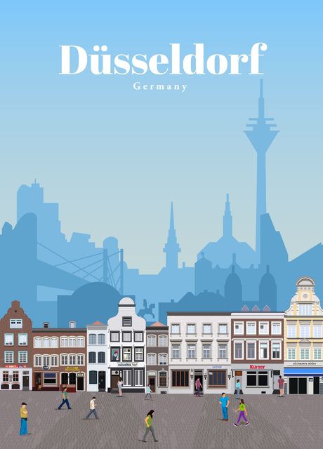 'Travel to Dusseldorf' Poster by Studio 324 | Displate