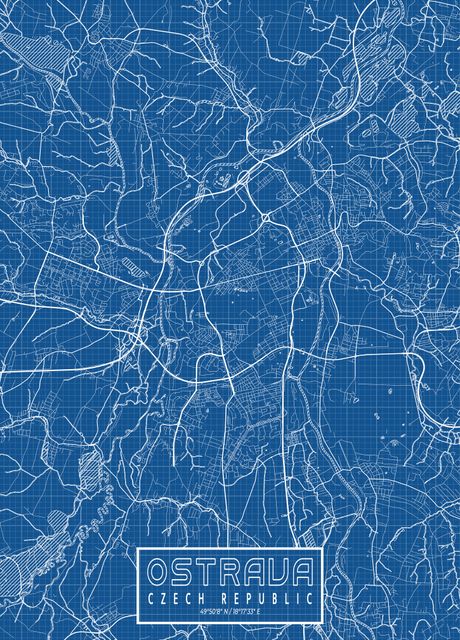'Ostrava Map Blueprint' Poster by deMAP Studio | Displate
