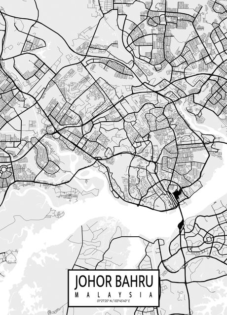 'Johor Bahru Map Light' Poster by deMAP Studio | Displate