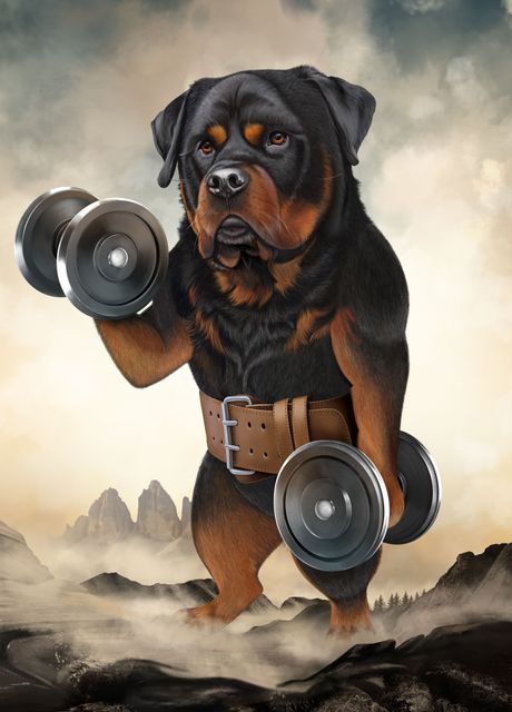'Rottweiler Dog Weightlift' Poster by Fox Republic | Displate