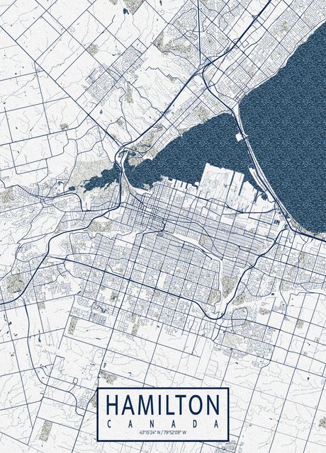 'Hamilton City Map Coastal' Poster by deMAP Studio | Displate