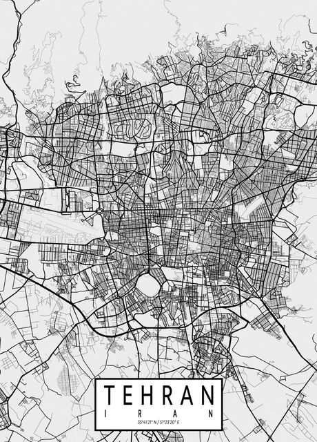 'Tehran City Map Light' Poster by deMAP Studio | Displate