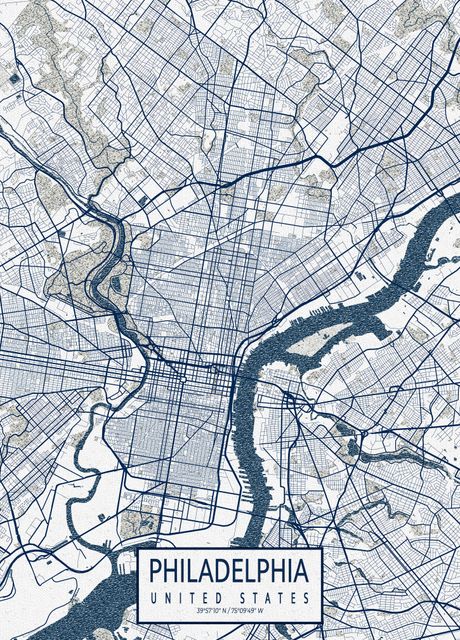 'Philadelphia Map Coastal' Poster by deMAP Studio | Displate