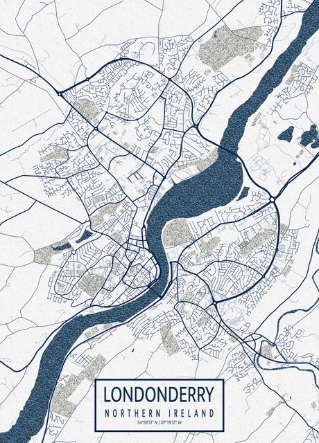 'Londonderry Map Coastal' Poster by deMAP Studio | Displate