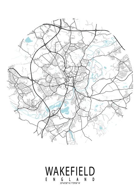 'Wakefield City Map Circle' Poster by deMAP Studio | Displate