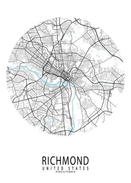 'Richmond City Map Circle' Poster by deMAP Studio | Displate