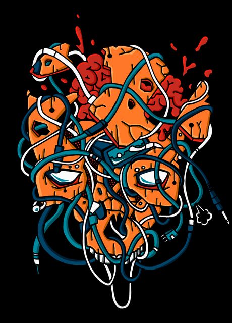 'techno skull' Poster by Valentin Lerond Caussin | Displate