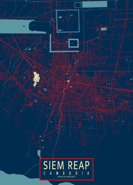 'Siem Reap City Map Hope' Poster by deMAP Studio | Displate