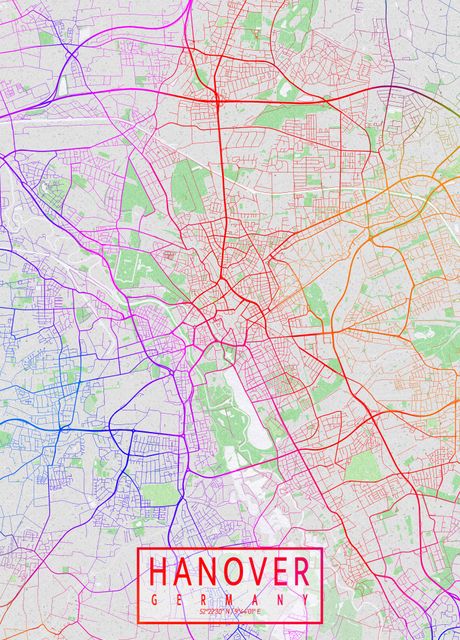 'Hanover City Map Colorful' Poster by deMAP Studio | Displate