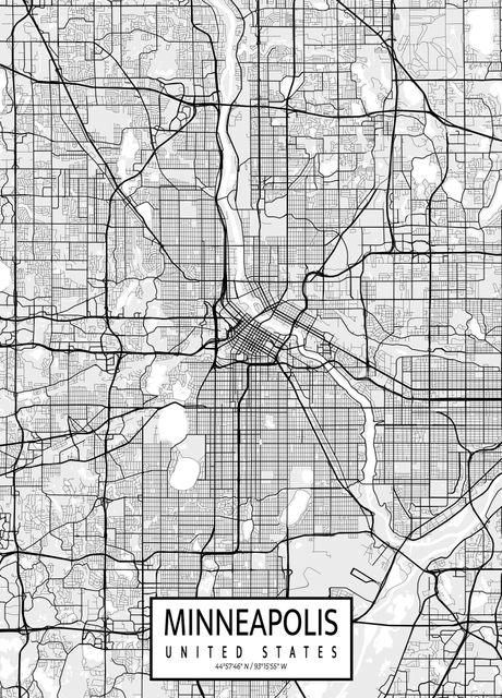 'Minneapolis City Map Light' Poster by deMAP Studio | Displate