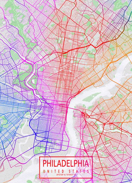 'Philadelphia Map Colorful' Poster by deMAP Studio | Displate