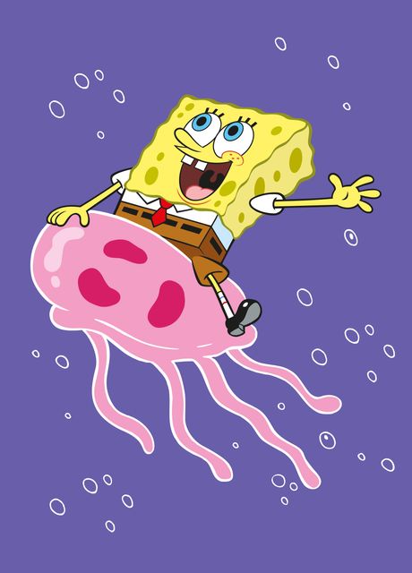 'SpongeBob Riding Jellyfish' Poster by SpongeBob SquarePants | Displate