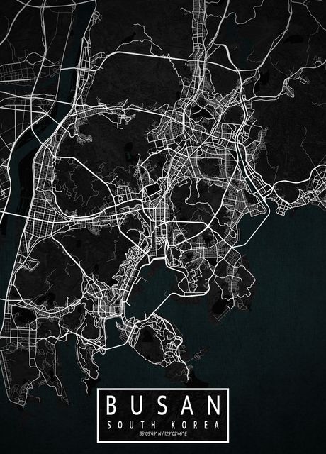 'Busan City Map Dark' Poster by deMAP Studio | Displate