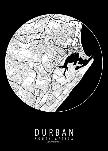'Durban City Map Full Moon' Poster by deMAP Studio | Displate