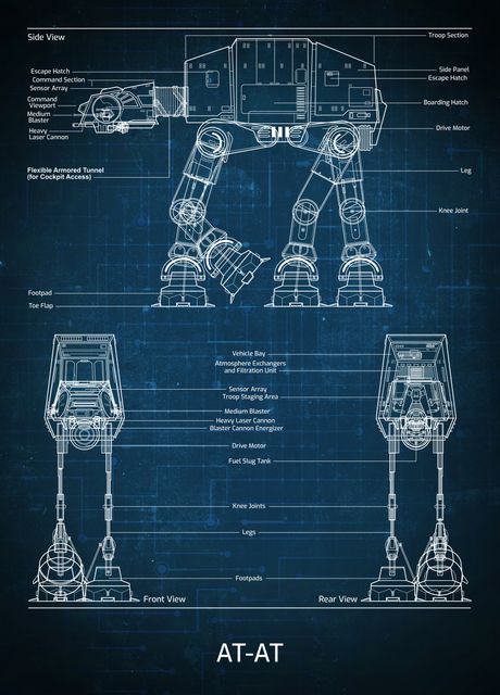 'AT-AT Blueprint' Poster by Star Wars | Displate