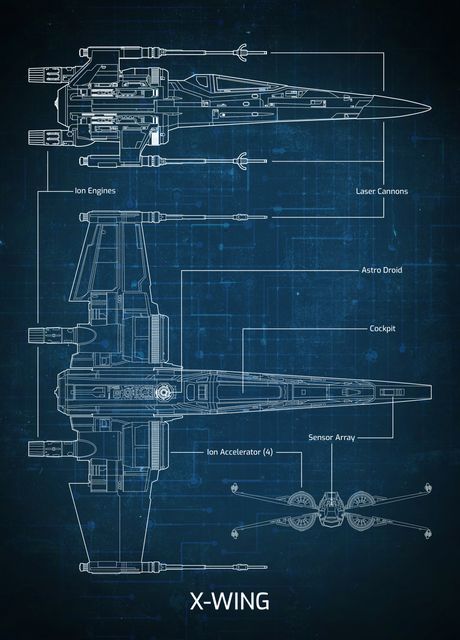 'X-Wing Blueprint' Poster by Star Wars | Displate