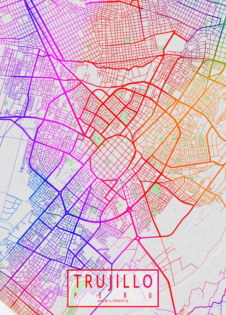 'Trujillo City Map Colorful' Poster by deMAP Studio | Displate