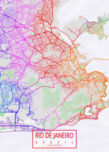 'Rio City Map Colorful' Poster by deMAP Studio | Displate
