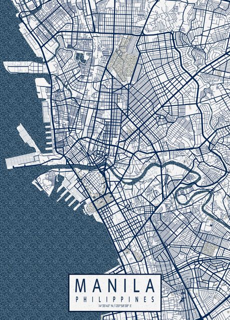 'Manila City Map Coastal' Poster by deMAP Studio | Displate