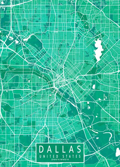 'Dallas City Map Watercolor' Poster by deMAP Studio | Displate
