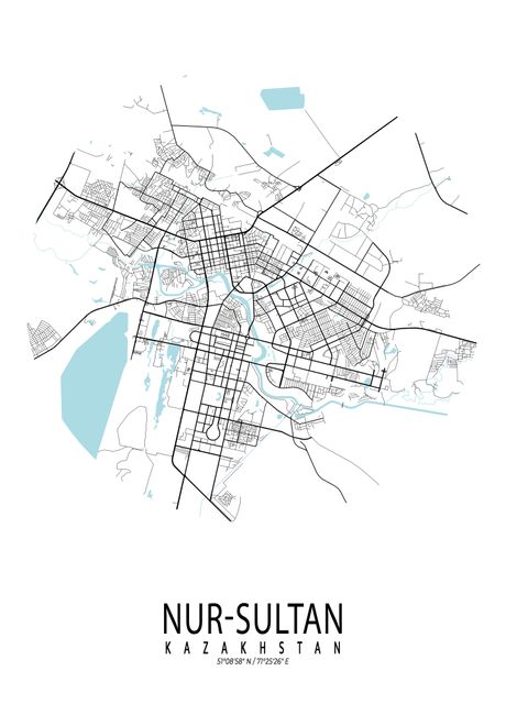 'Nur Sultan City Map Circle' Poster by deMAP Studio | Displate