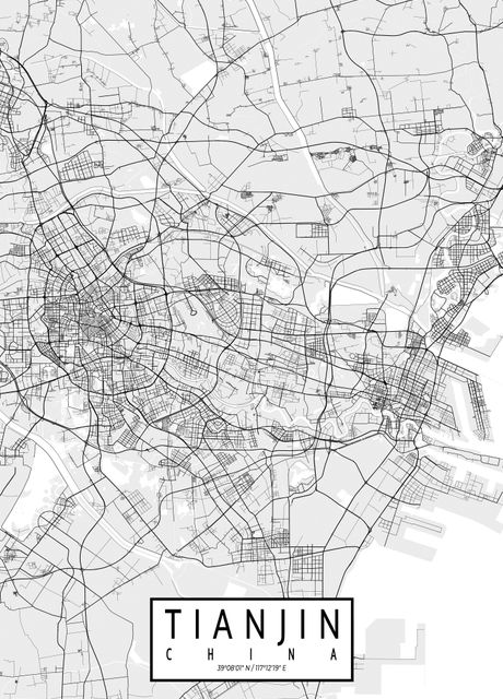 'Tianjin City Map Light' Poster by deMAP Studio | Displate