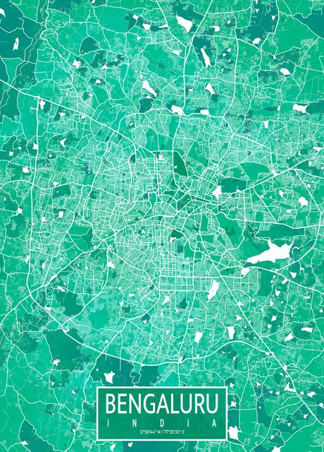 'Bengaluru Map Watercolor' Poster by deMAP Studio | Displate