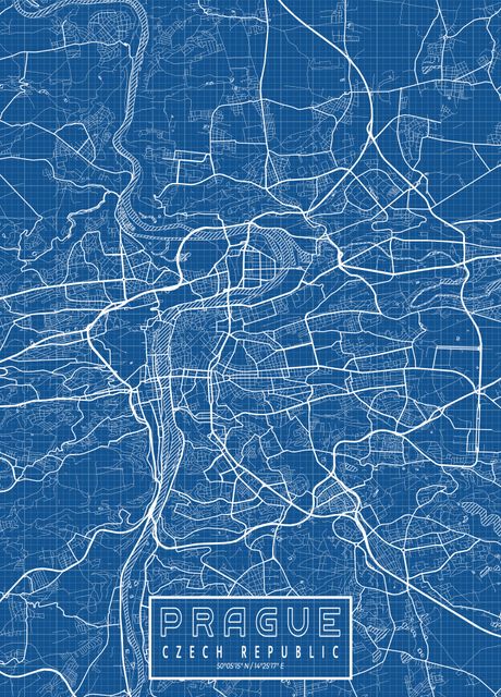 'Prague City Map Blueprint' Poster by deMAP Studio | Displate