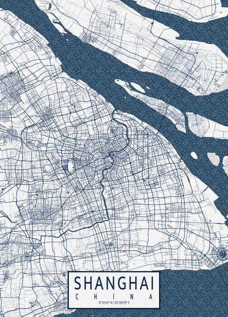 'Shanghai City Map Coastal' Poster by deMAP Studio | Displate