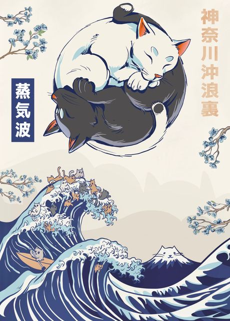 'great wave of cat agawa' Poster by Simon Darren | Displate