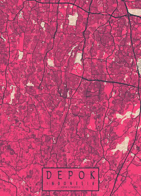 'Depok City Map Blossom' Poster by deMAP Studio | Displate