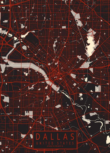 'Dallas City Map Vector' Poster by deMAP Studio | Displate