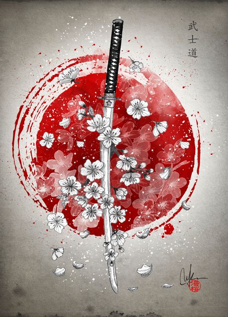 'The samurai warrior sword' Poster by Marine Loup | Displate