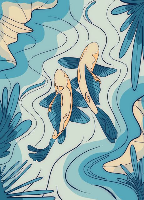 'koi fish river' Poster by Steve Wade | Displate