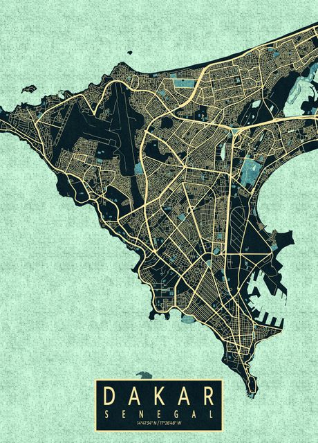 'Dakar City Map Summer' Poster by deMAP Studio | Displate