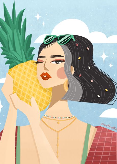 'Summer Fruit Lady' Poster by Aristration | Displate