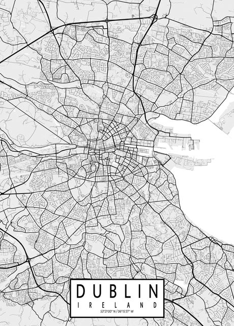 'Dublin City Map Light' Poster by deMAP Studio | Displate