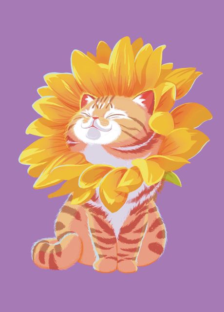 'Leo Sunflower Cat' Poster by DouDouBao | Displate