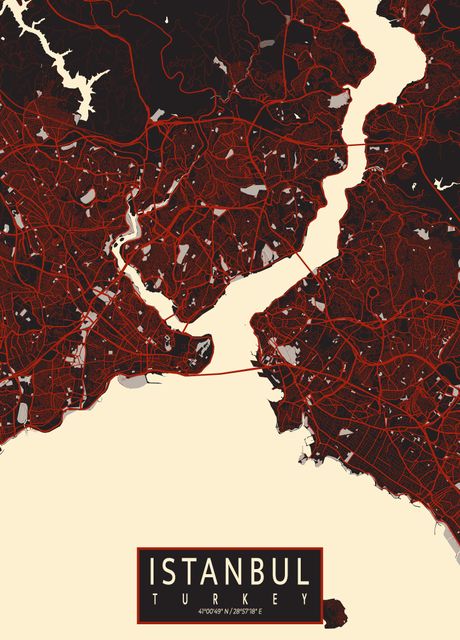 'Istanbul City map Vector' Poster by deMAP Studio | Displate